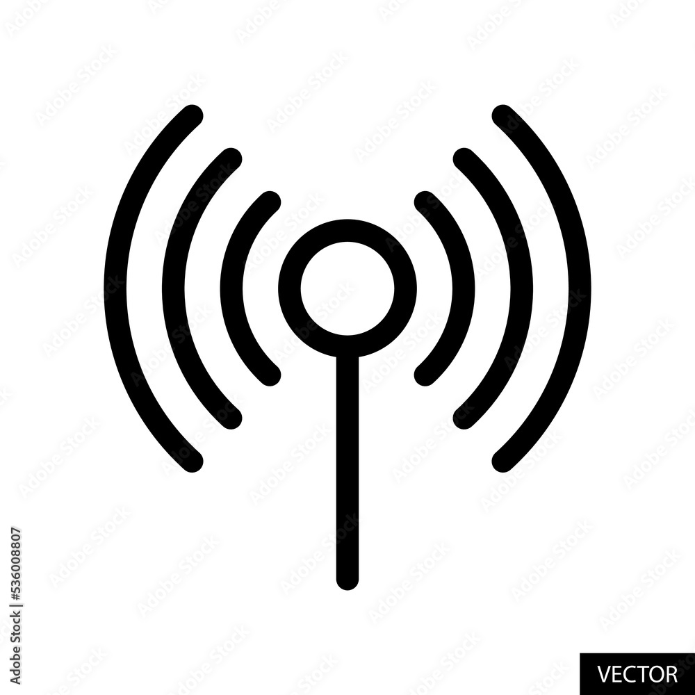 Radio, Hotspot signals, or Antenna icon in line style design for ...