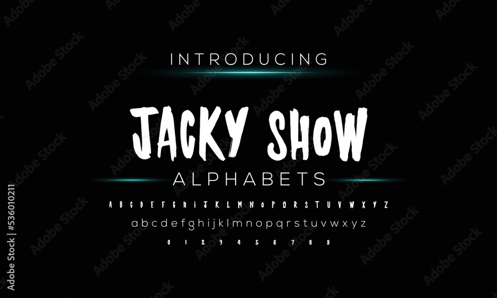 JACKY SHOW vector brush style font, alphabet, typeface Stock Vector ...