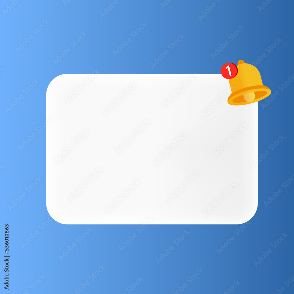 3d render Empty reminder popup, push notification icon with Cute yellow ...