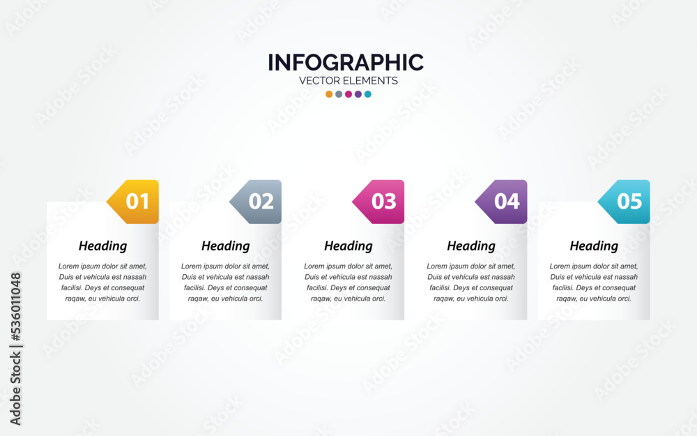 Timeline 5 options Horizontal Infographic for presentations workflow ...