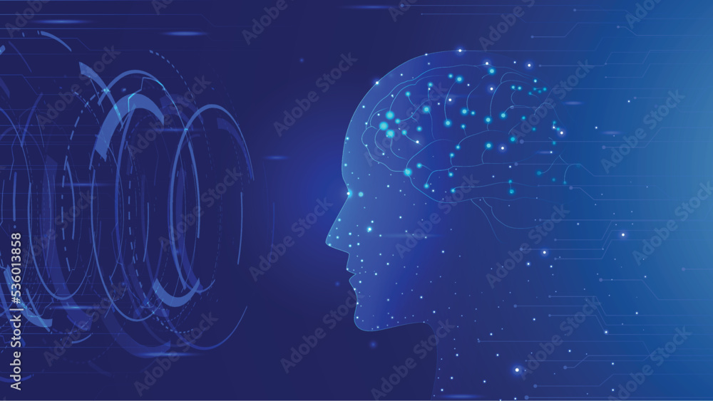 AI digital technology background artificial intelligence on blue ...