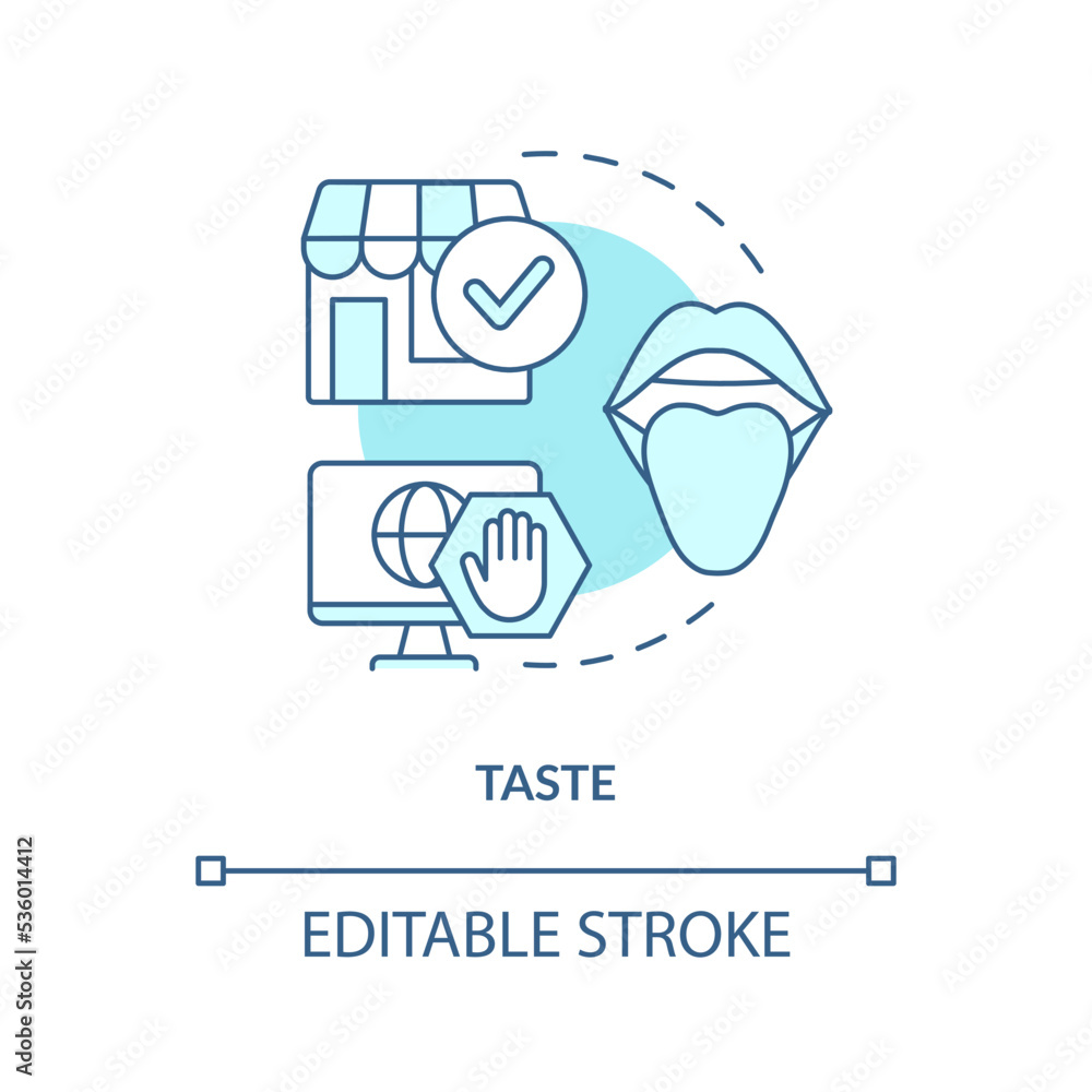 Taste turquoise concept icon. Sensory marketing sense abstract idea ...