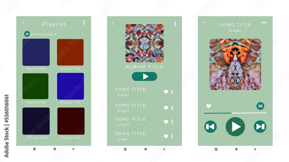 Mockup template for music player and display application charts for the ...