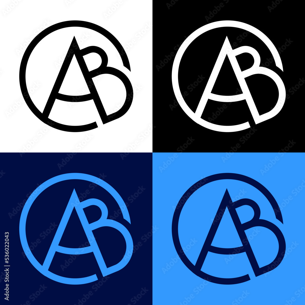 Letters A B, A B joint logo, CAB logo, C A B icon vector logo design ...