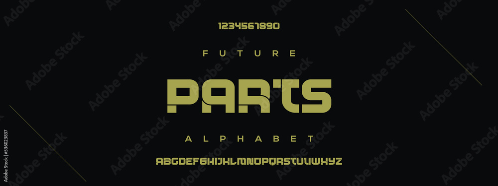 PARTS Sports minimal tech font letter set. Luxury vector typeface for ...