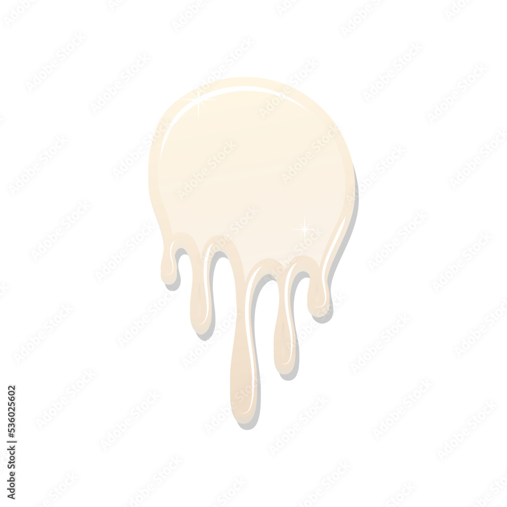 Drip paint spot 3D isolated white background. Beige ink splash ...