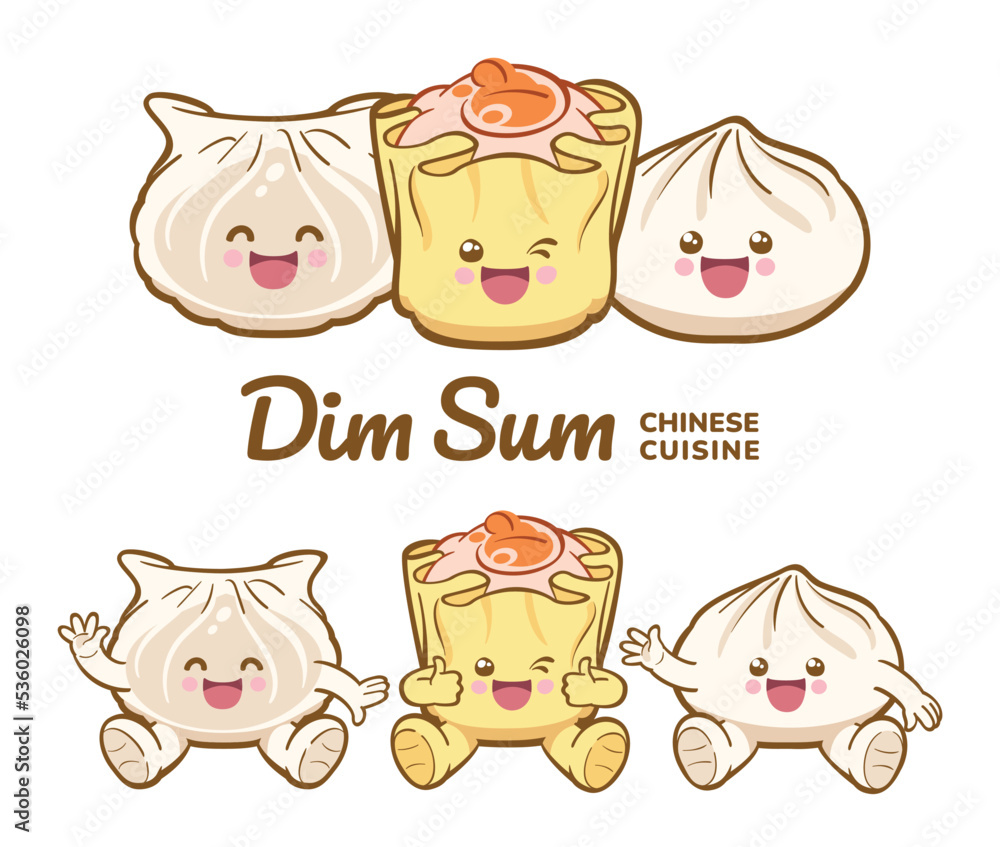 Cartoon Character Set of Dim Sum Stock Vector | Adobe Stock