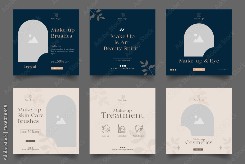 set of editable beauty cosmetics sale social media post template ...