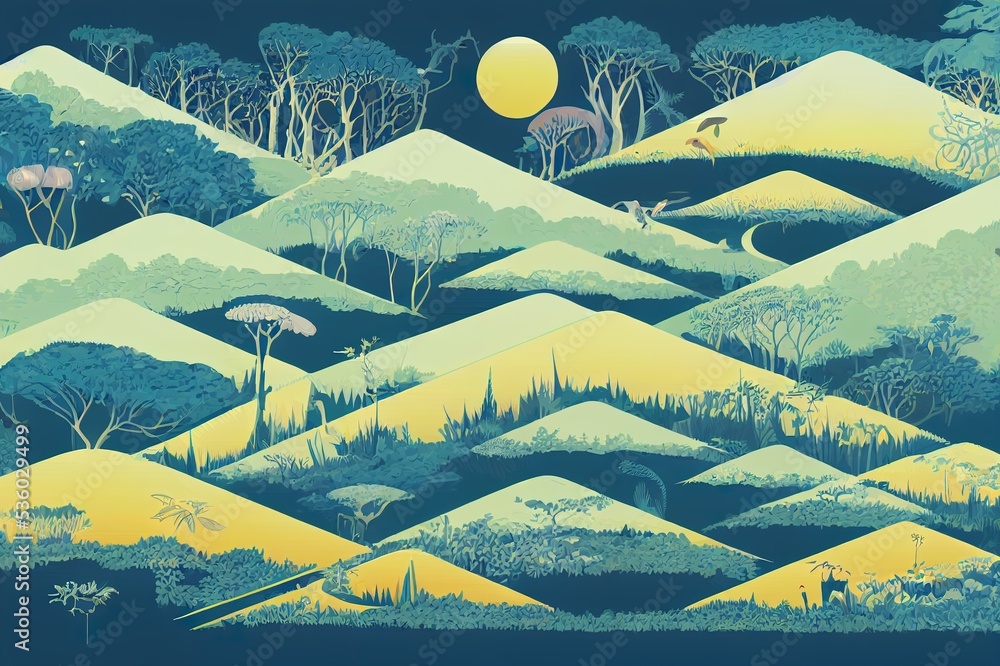 Ecosystem, biodiversity concept. Different forest habitats, carnivore ...