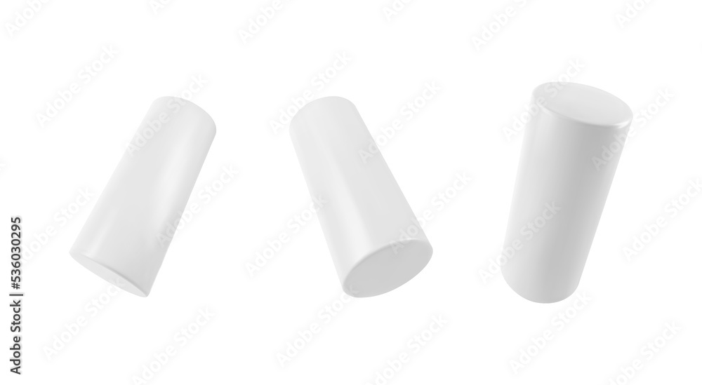 Vector 3d white cylinder set. Realistic 3d object. Stock Vector | Adobe ...
