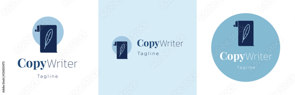 Copywriter logo design set, storytelling business symbol, copy writing ...