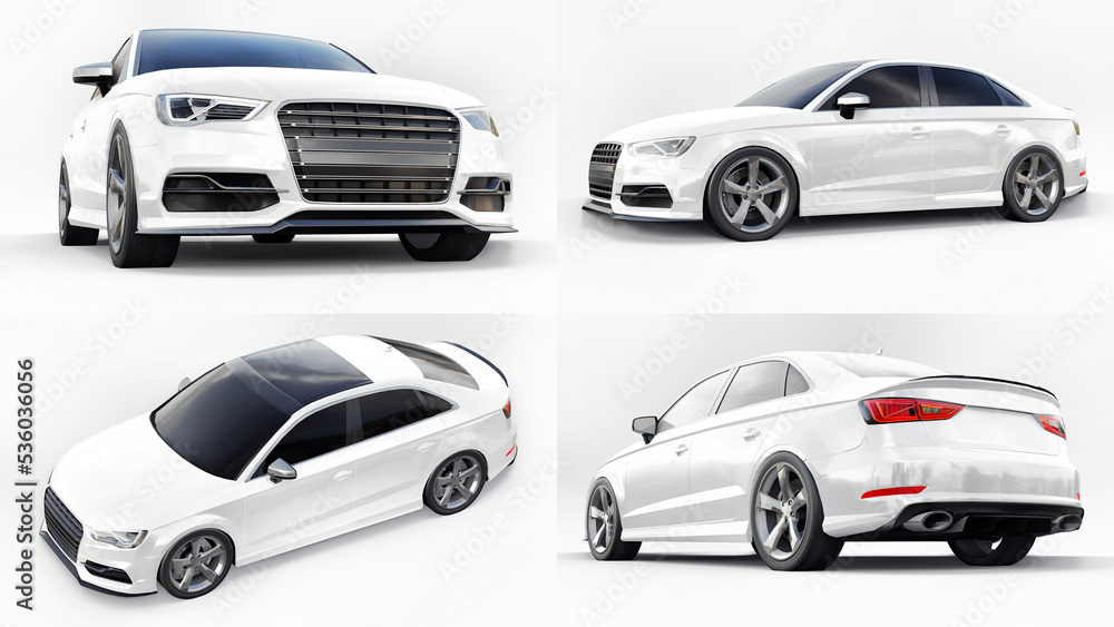 Super fast sports car white color on a white background. Body shape ...