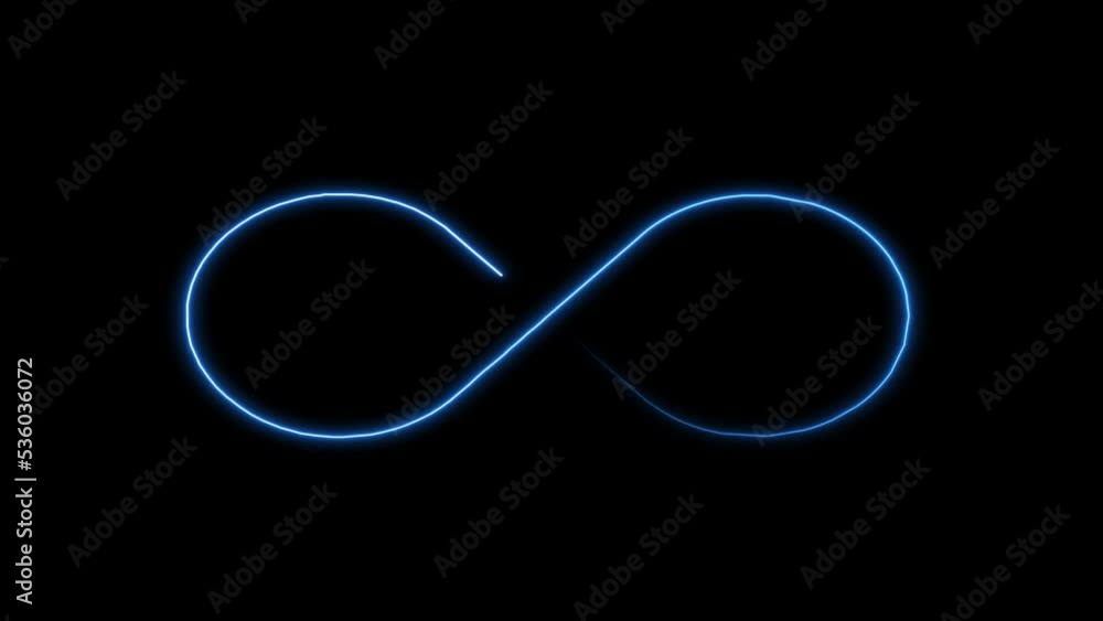 Blue neon infinity symbol animation. Abstract Neon Glowing Infinity. On ...
