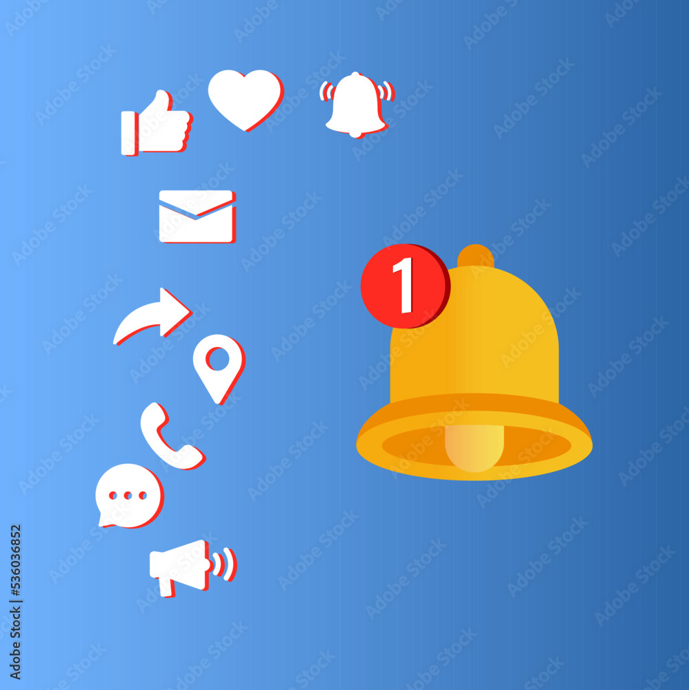 Bell notification alert. Social media notification concept. Reminder in ...