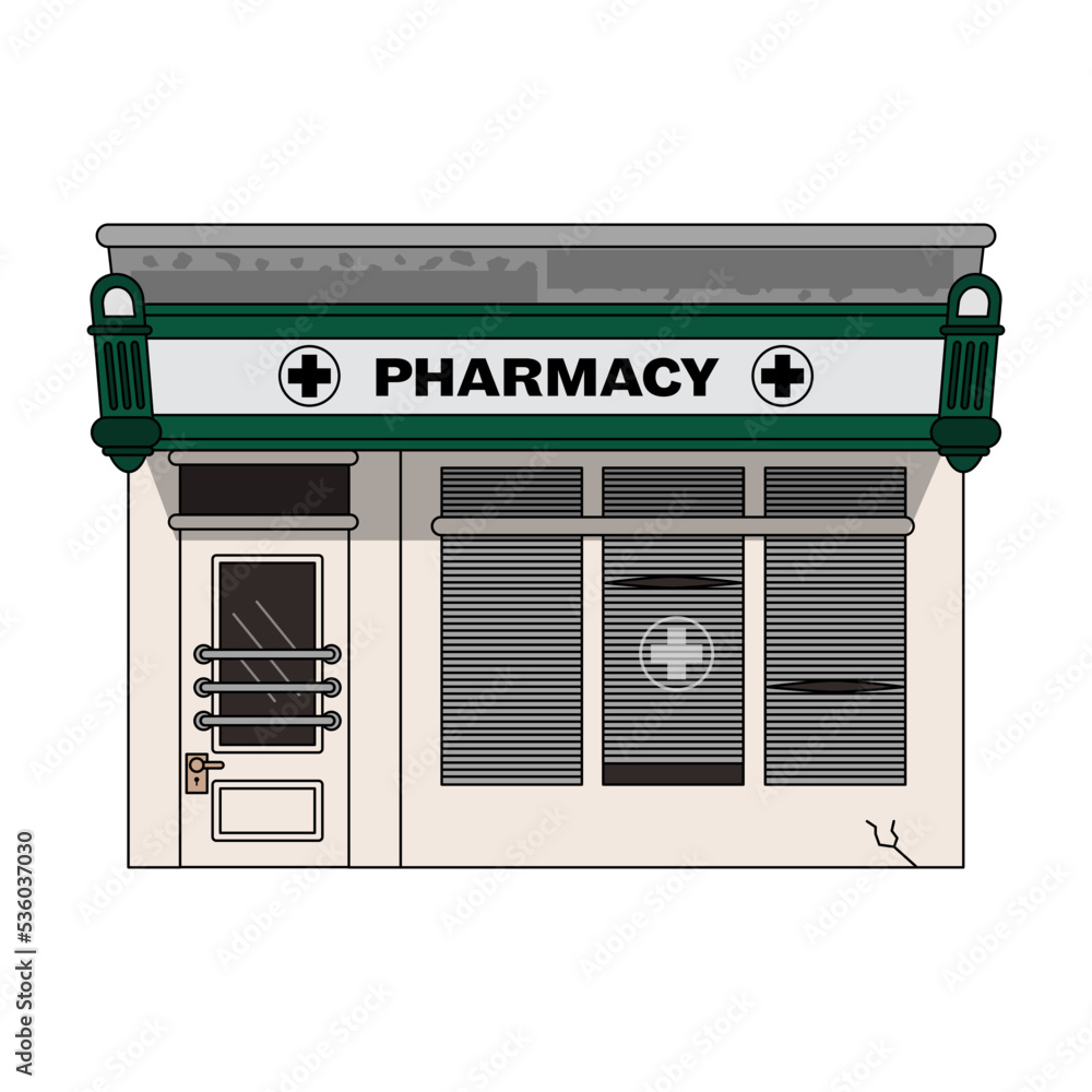 Pharmacy vector illustration in line filled design Stock Vector | Adobe ...