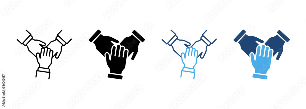Teamwork Alliance Partnership Help Together Hand Silhouette and Line ...