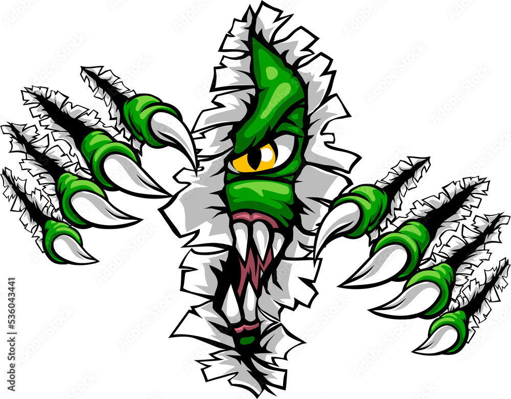 Monster With Talon Claw Tearing A Rip Through Wall Stock イラスト | Adobe Stock