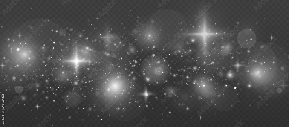 Sparkling magic dust particles. Glowing dust particles effect. White ...