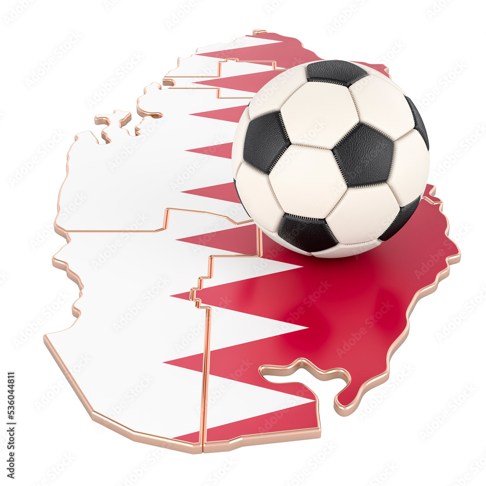 Football ball with map of Qatar concept, 3D rendering Stock ...