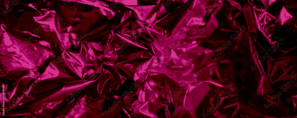 Iridescent red foil texture background. Glossy wrinkled surface ...