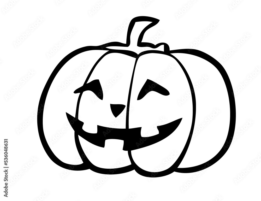 Pumpkin Jack-o-Lantern coloring page for Halloween Stock Illustration ...