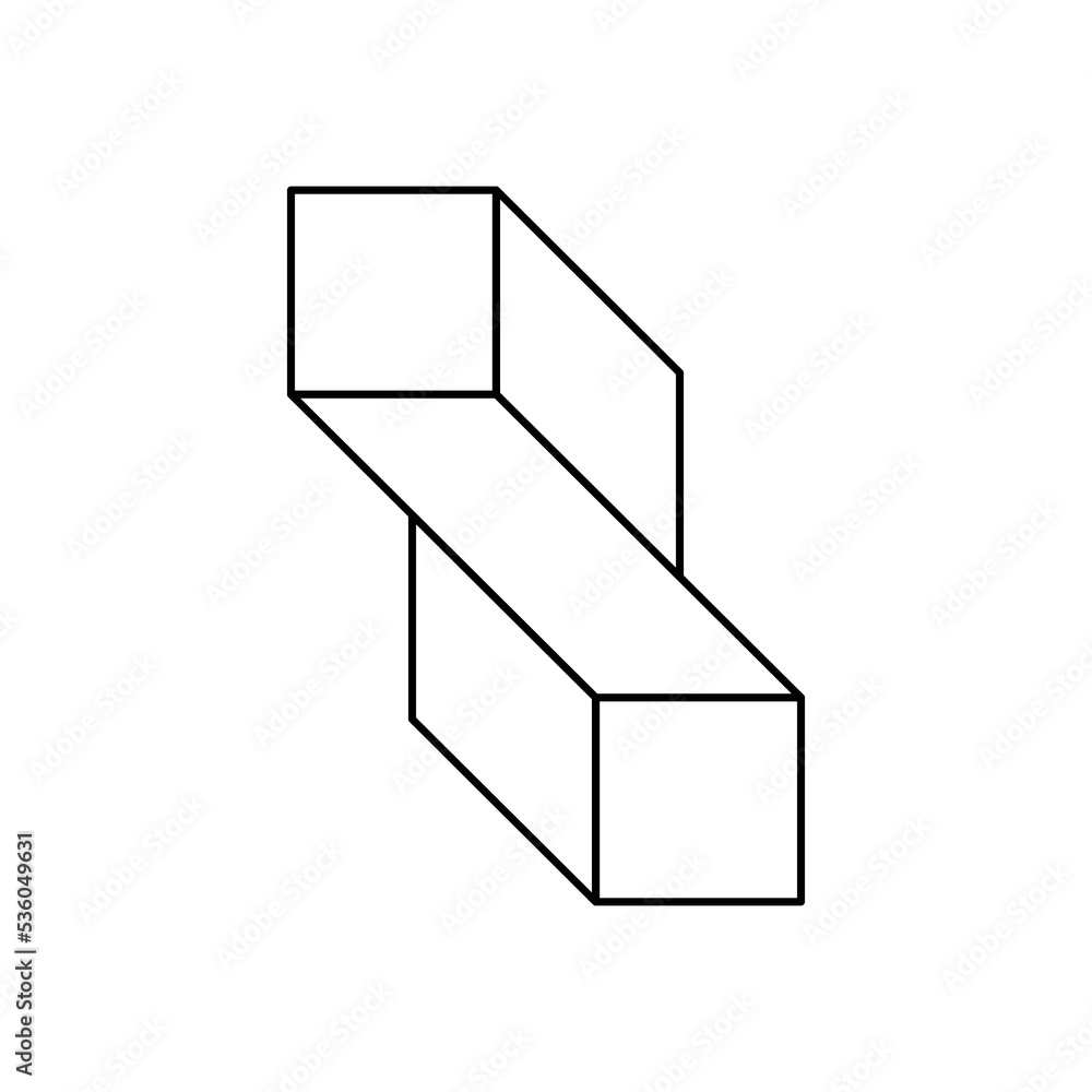 Impossible twisted rectangle shape. Esher penrose geometric figure ...