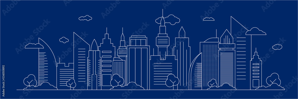 Futuristic outline urban landmark silhouette skyline cityscape with ...