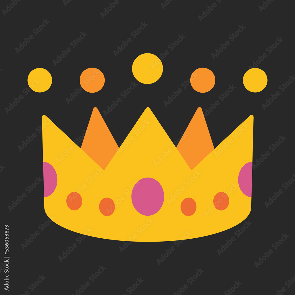 Isolated vector sign sticker design emoji of a gold crown with jewels ...