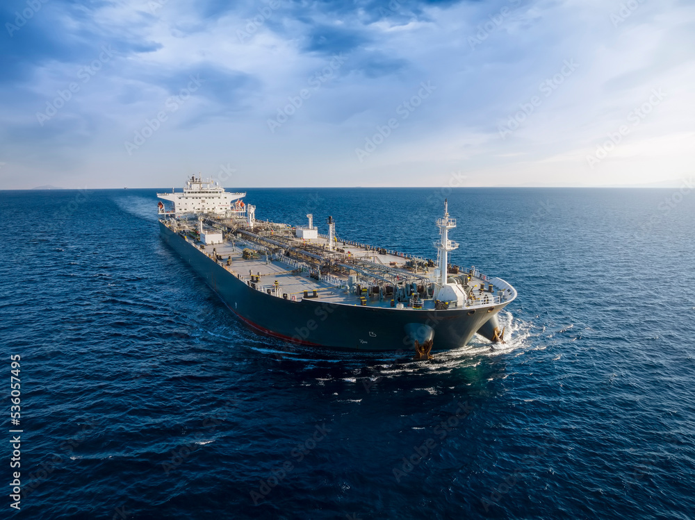 Zdjęcie Stock: Aerial front view of a heavy loaded crude oil cargo ...