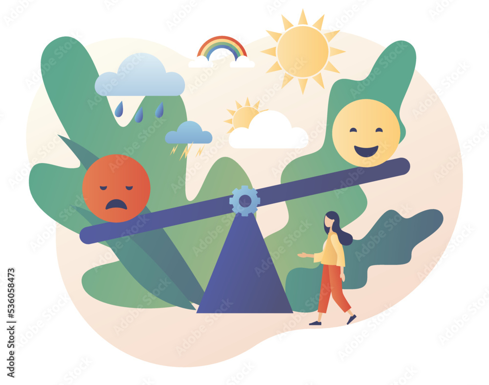 Mood swings. Emotions change. Emotional balance. Psychology disorder ...