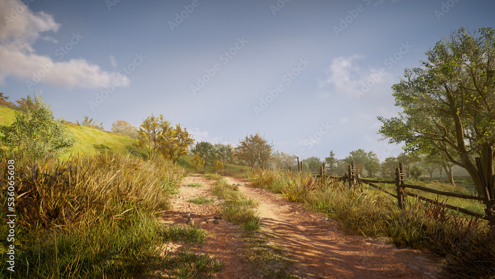 Landscape of an immersive virtual environment. Using 3D rendering ...