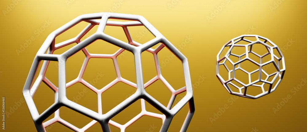 Buckminsterfullerene C60 Molecule model, allotrope of fullerene carbon ...