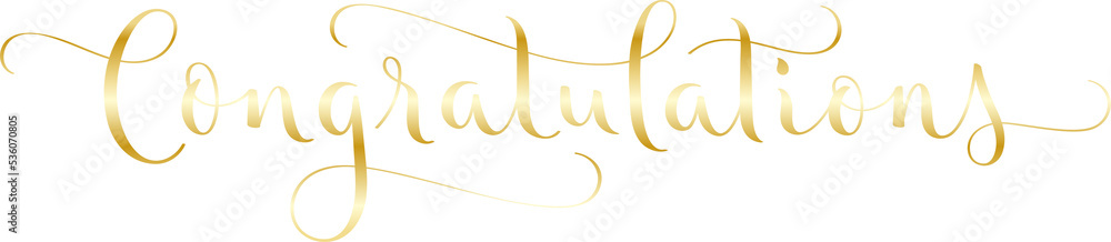 CONGRATULATIONS! metallic gold brush calligraphy banner on transparent ...