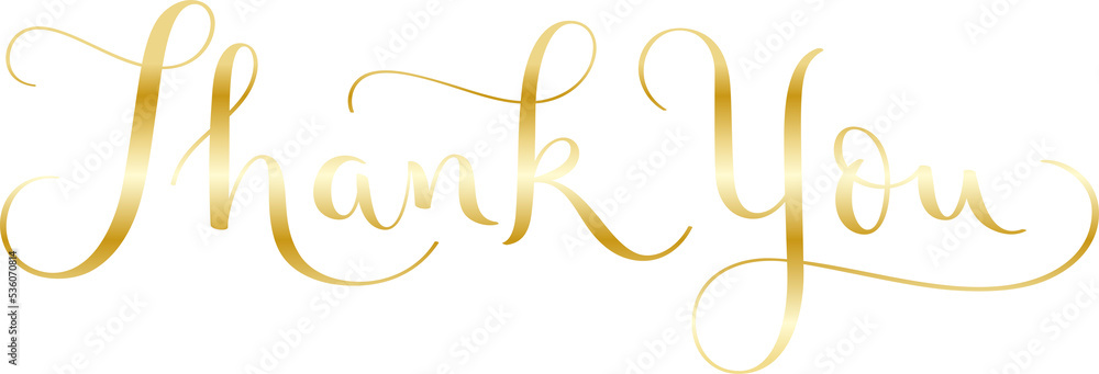 THANK YOU metallic gold brush calligraphy banner on transparent ...