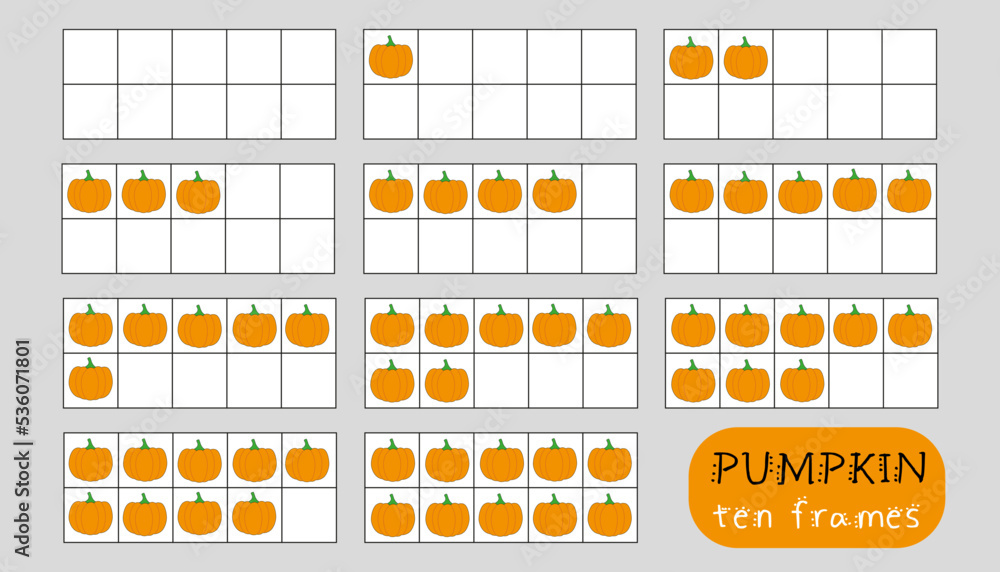 Pumpkin ten frames clipart to create educational resources for kids ...