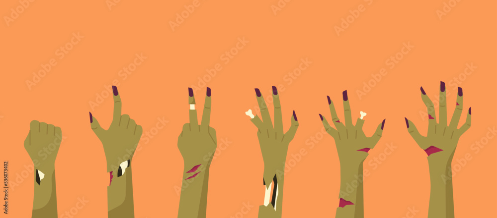 zombie counting hands one to five numbers rising out from the graveyard ...