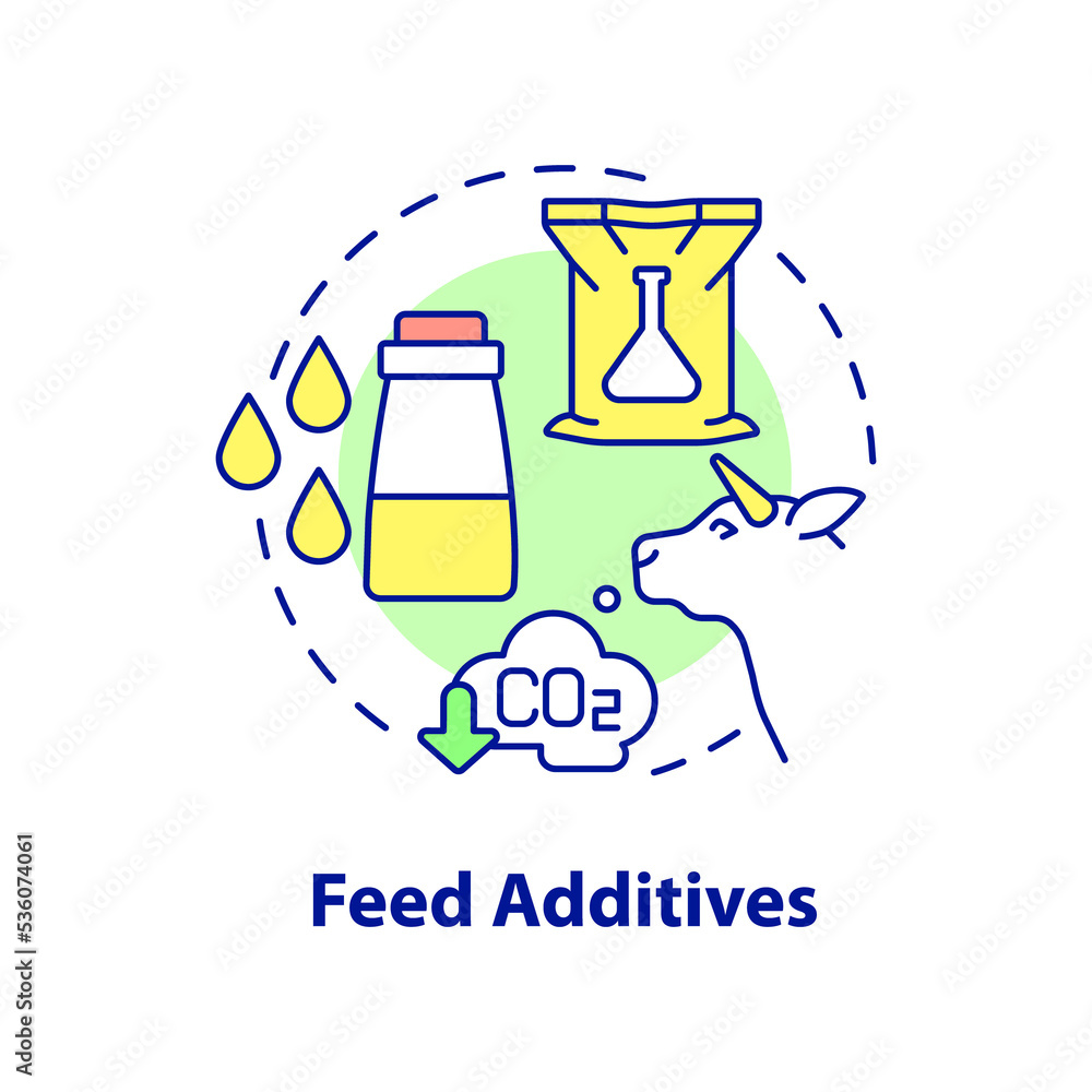 Feed additives concept icon. Dairy cows nutrition abstract idea thin ...