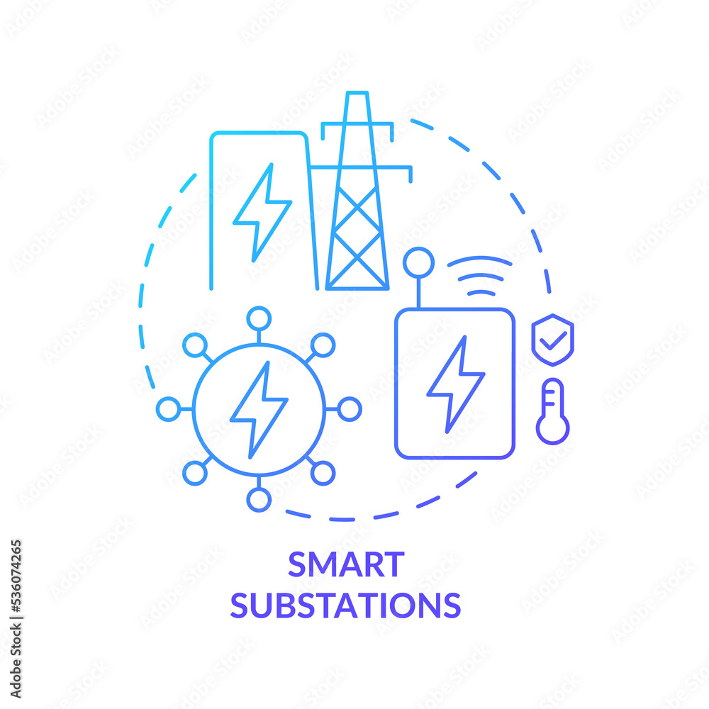 Smart substations blue gradient concept icon. Integrate intelligent ...