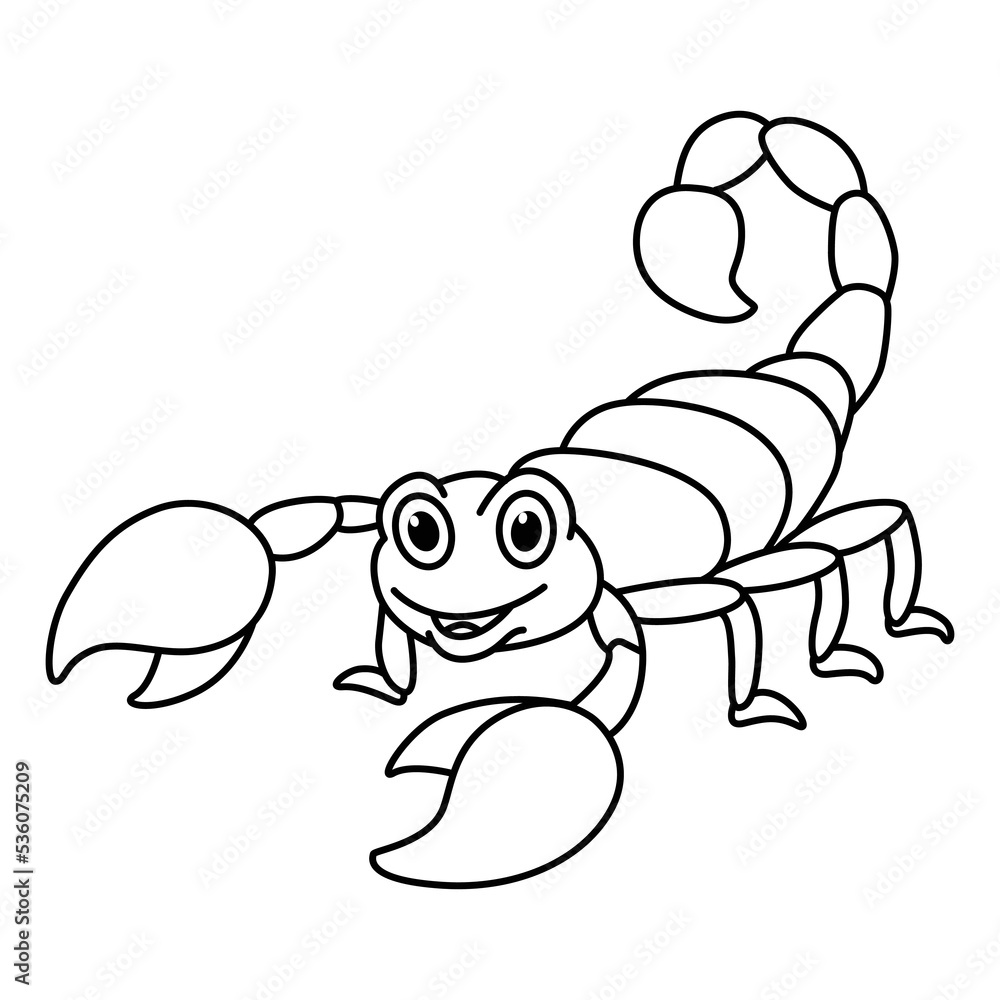 Cute scorpion cartoon characters vector illustration. For kids coloring ...
