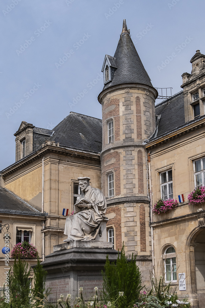 Famous historical Melun Town Hall (Hotel de Ville, 1846 - 1848). Town ...