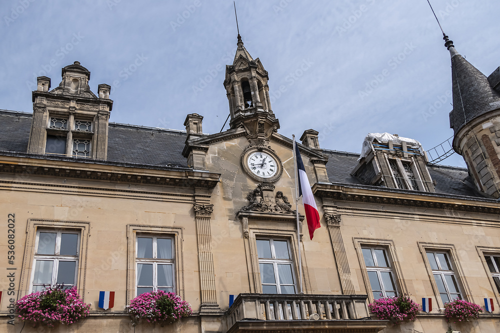 Famous historical Melun Town Hall (Hotel de Ville, 1846 - 1848). Town ...