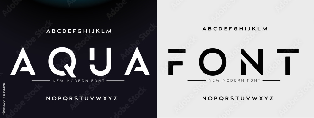 Vetor do Stock: AQUA, Sports minimal tech font letter set. Luxury ...