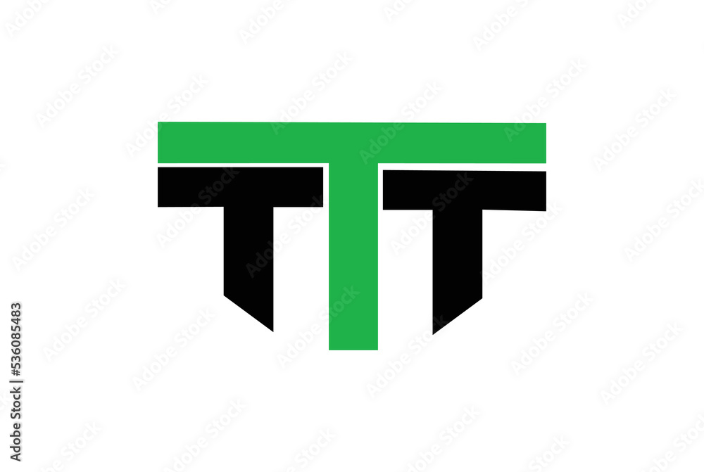 Initial green and black letter T TT TTT Logo Design with white ...