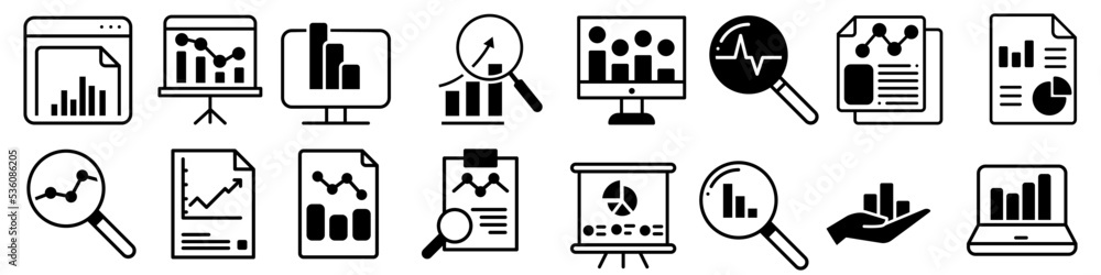 Data analysis icon vector set. profit graph illustration sign ...