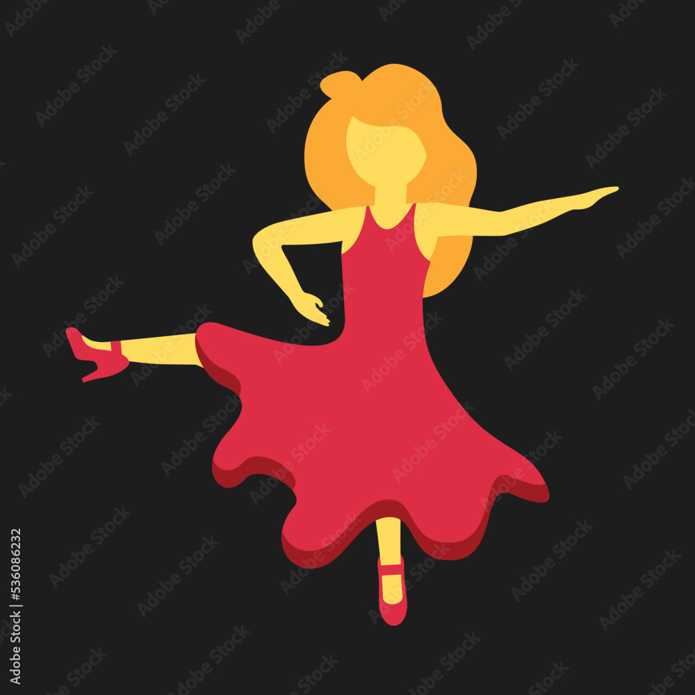 Woman dancing vector emoji design. Isolated Woman with one arm raised ...