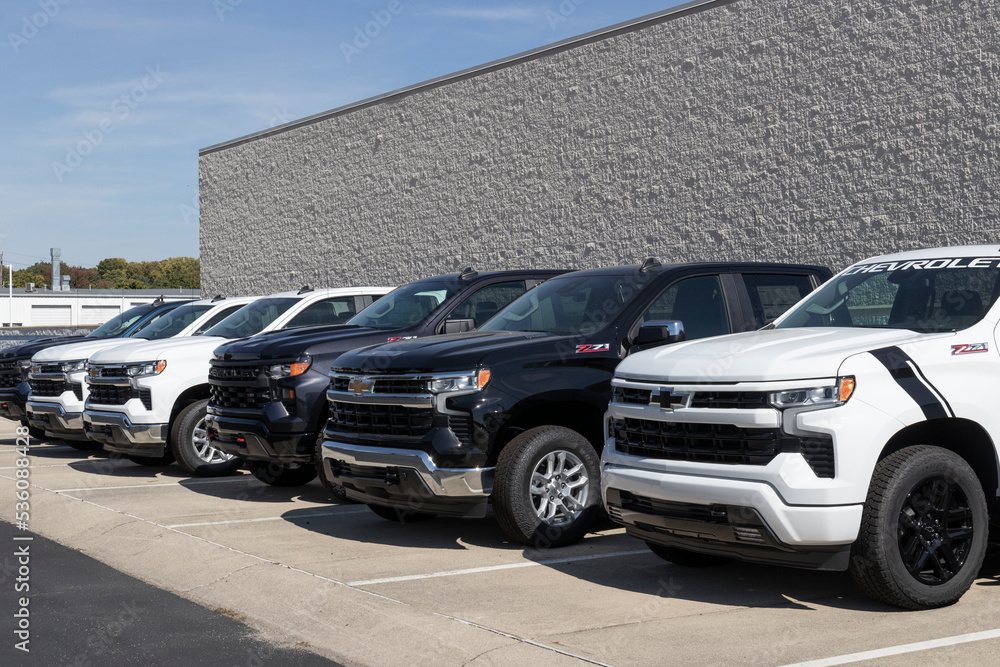 Chevrolet Silverado display. Chevy offers the Silverado in WT, Custom ...