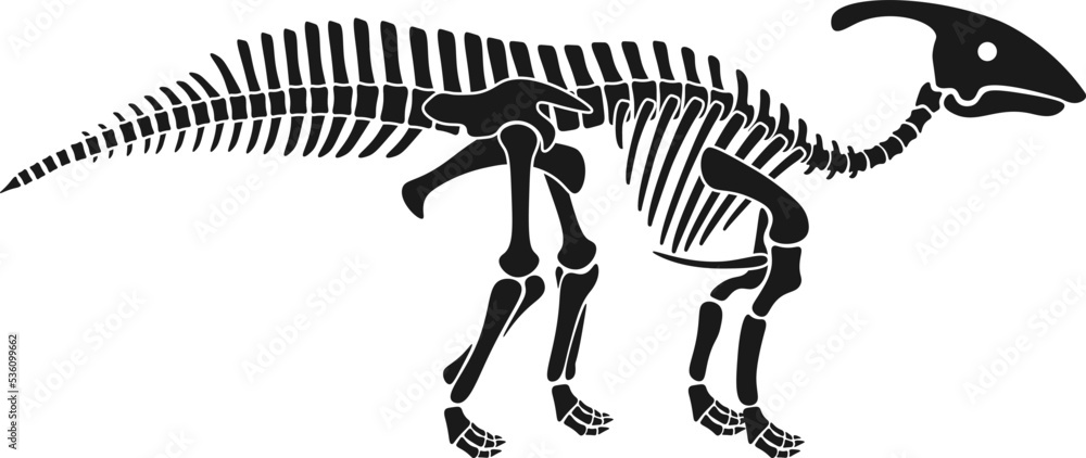 Parasaurolophus skeleton Dinosaur Prehistoric Animal. Vector ...