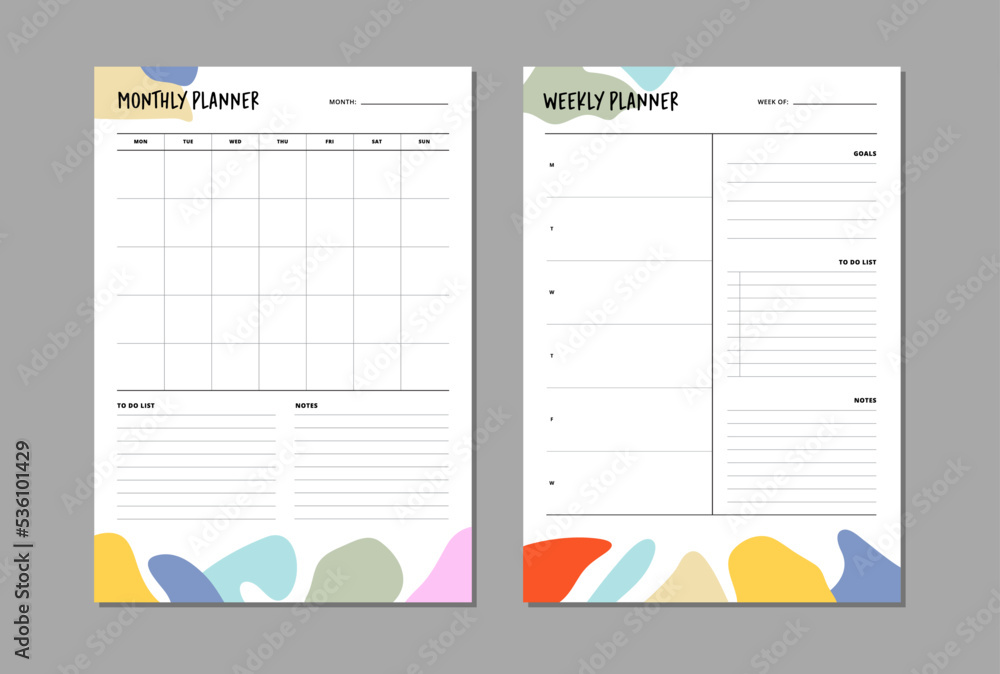 Monthly and weekly planner insert to diary, planner, organizer ...