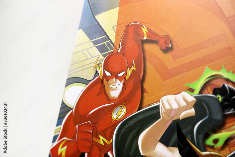 Comic magazine of The Flash and The Justice League. Flash in action ...