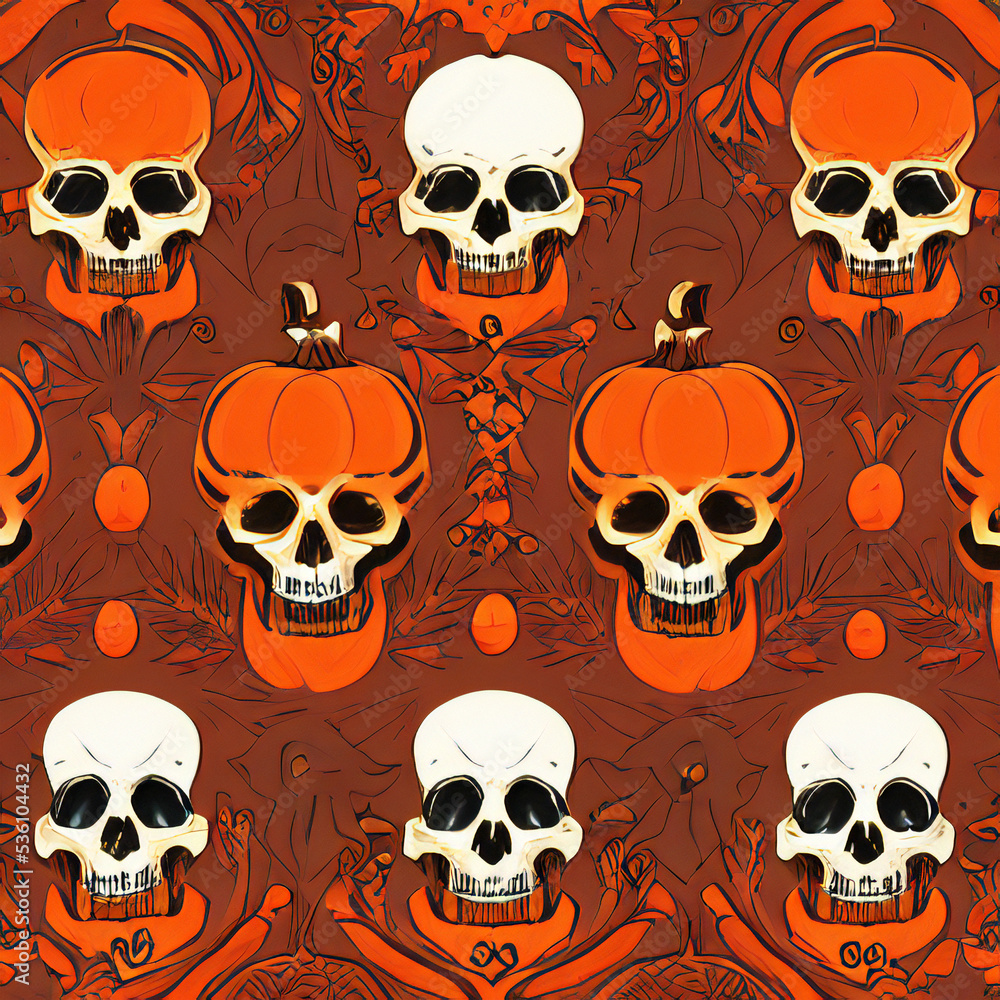 Calavera Calabaza Obra De Arte Digital Con Temática De Halloween
